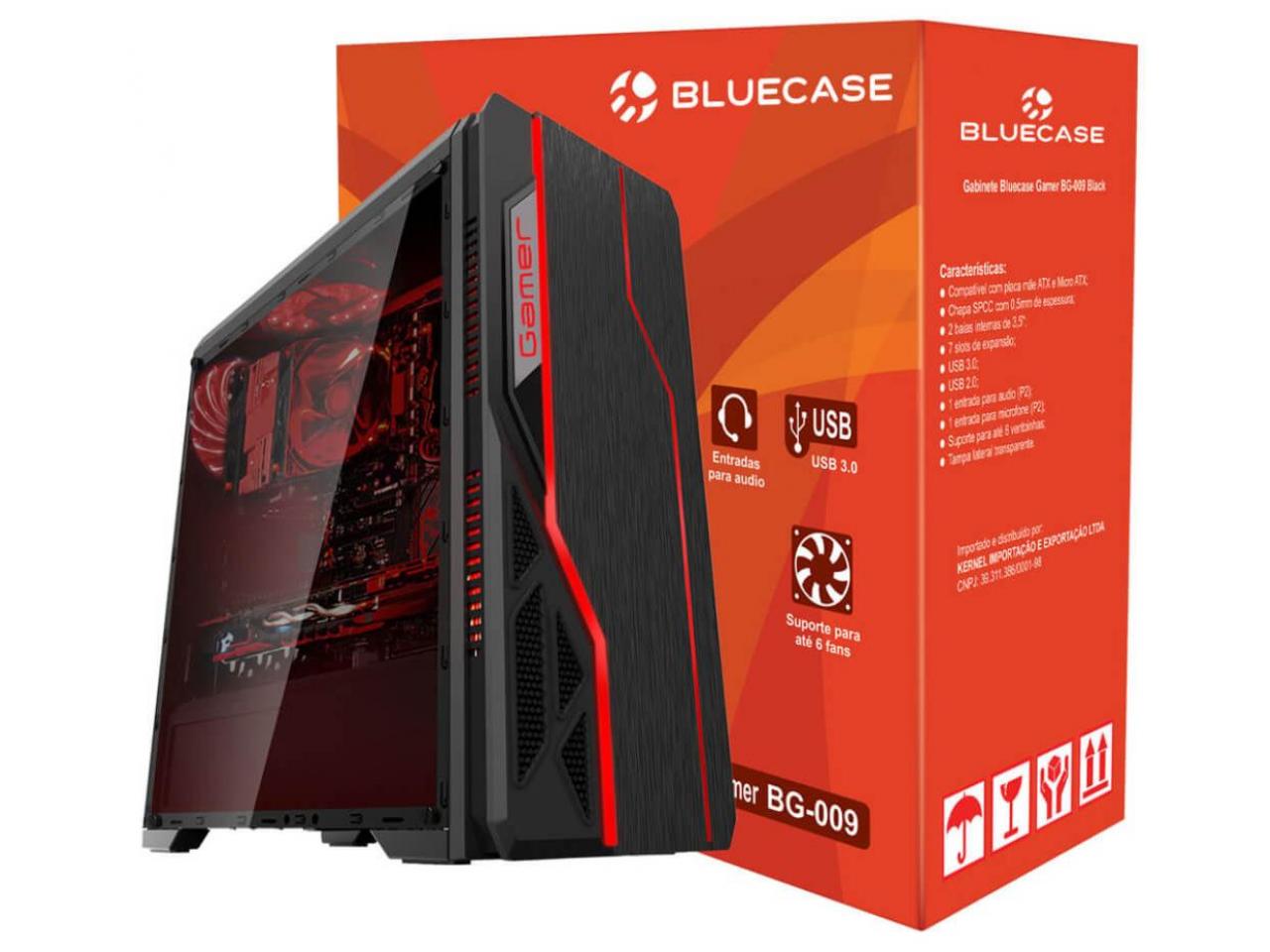 Gabinete Bluecase Gamer BG-009B RGB, Lateral em Acrílico, Mid Tower ...