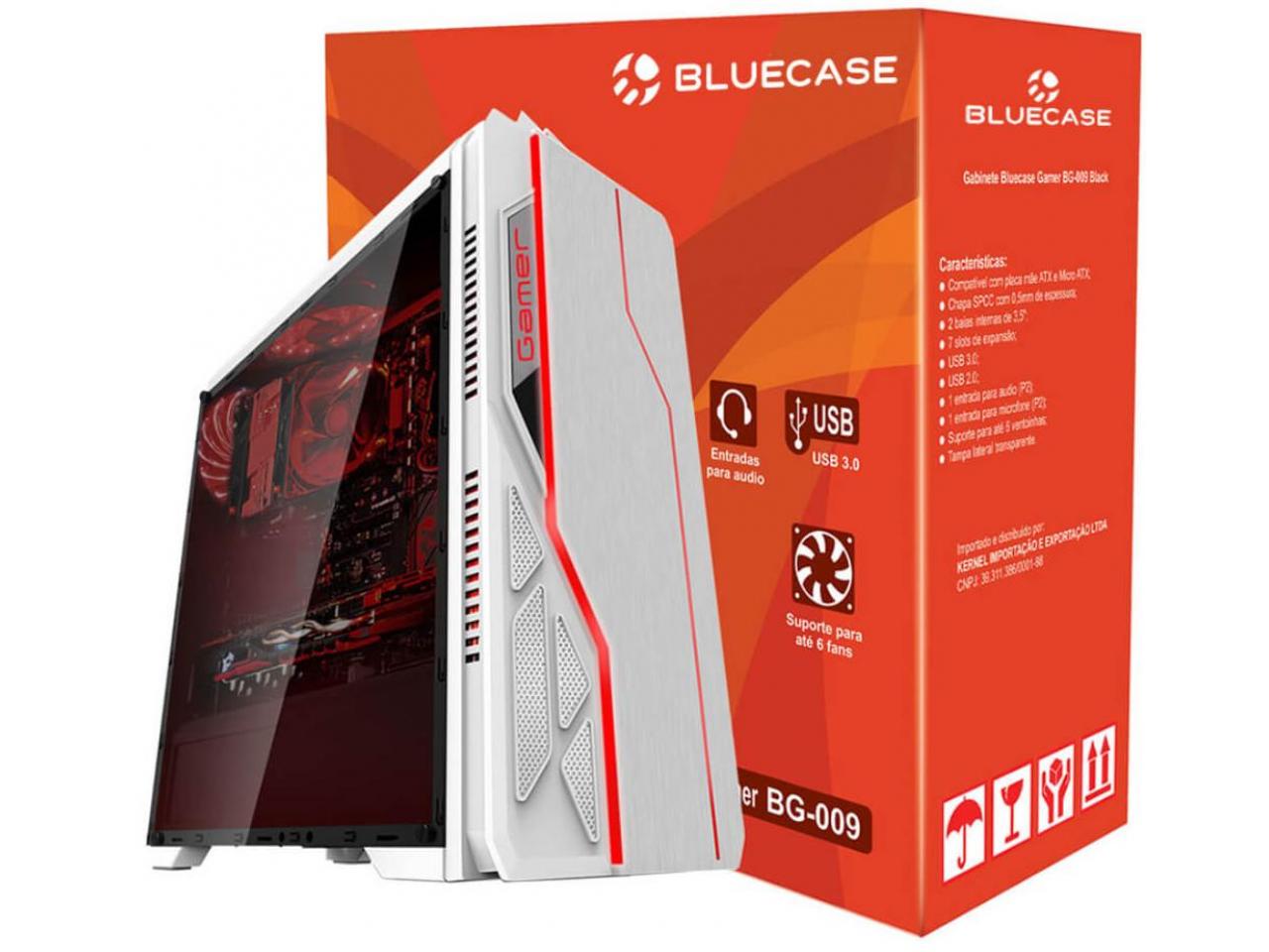 Gabinete Bluecase Gamer BG-009W RGB, Lateral em Acrílico, Mid Tower ...
