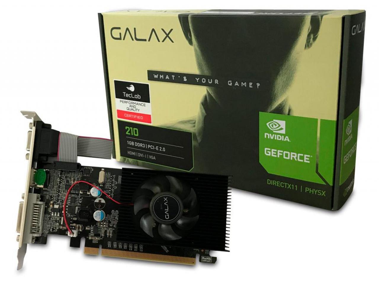 Placa de Vídeo GALAX GeForce GT 210 Low Profile 1GB DDR3 PCI-E 2.0 x16 — HARDSTORE Informática ...